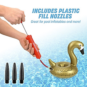 GoSports Sports Ball Inflation Pump 3 Pack with Needles & Travel Bag Great for Parents, Coaches and Sports Camps, Red