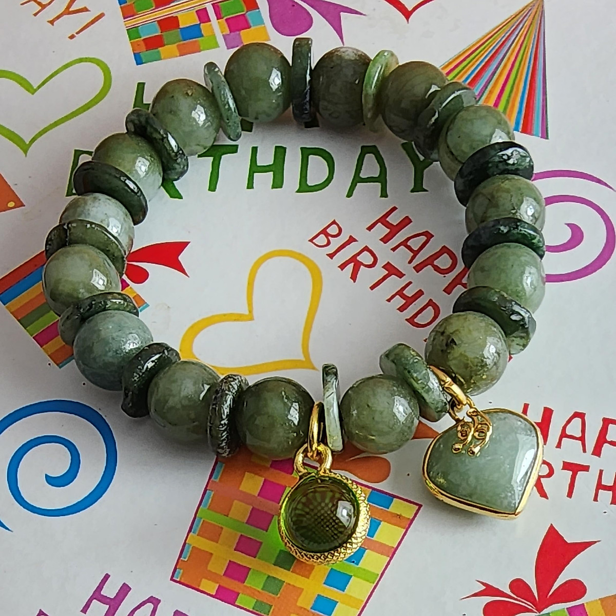 10.80 mm. Jade Bracelets for Women Genuine Green Colors Bangle Energy Gems Jadeite Charms with Pendant Naga Eye Green Crystal and Heart Bring Money Wealth