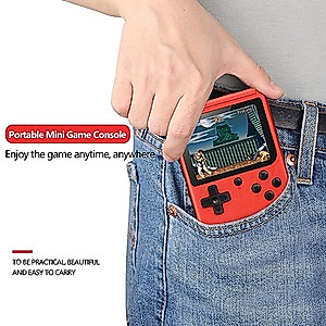 Retro Handheld Game Consoles, Portable Mini Video Game Console with 500 Classical FC Games, 3-Inch Color Screen Support for Connecting TV & Two Players (Red)