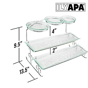 Ilyapa 3 Tier Server Stand with Trays & Bowls - Tiered Serving Platter - Perfect for Cake, Dessert, Shrimp, Appetizers & More