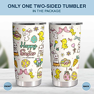 WIPI Happy Easter Coffee Cups, Easter Christian Gifts for Women Men Kids and Adults, Stainless Steel Spring Tumbler 20 Oz, Spring Coffee Mugs, Bunny Tumbler for Birthday and Holiday