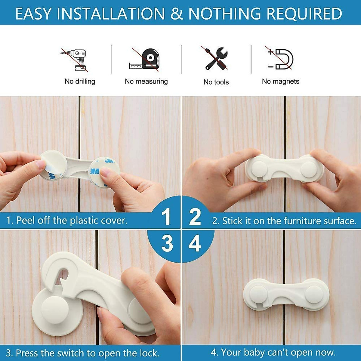 McKain Toilet Locks Child Safety - Bathroom Baby Proof Toilet Lid Lock for Children Under 3 Years No Tools Needed Easy Installation (2 packs)
