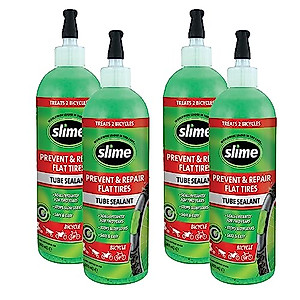 Slime 10056W-4PK Bike Tube Puncture Repair Sealant, Prevent and Repair, Suitable for All Bicycles, Non-Toxic, Eco-Friendly, 4 x 16oz Bottle