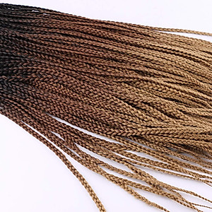 Ombre Box Braids Crochet Hair 6 Packs Goddess Pre looped Crochet Box Braids for Women Black to Honey Blonde Golden 3X Small Box Braided Knotless Braiding Hair Extensions(24 Inch,T1B/4/27#)