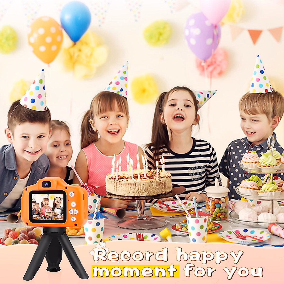 PROGRACE Mini Tripod for Kids Waterproof Camera Dual Selfie Kids Digital Camera Flexible Tripod Action Camera Grip Stability Lightweight Tripod