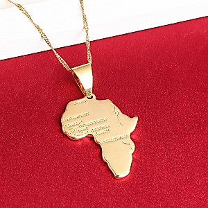 Crystal Africa Map Pendant Necklace Women 24K Gold African Map Hiphop Item Wholesale Pendant (Gold Map Pendant)