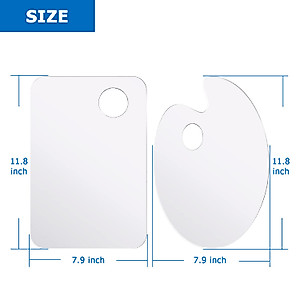 Tamaki 2 Pack Acrylic Paint Palette with Thumb Hole Clear Art Palette, Easy Clean Non-Stick Artist Pallet for Oil Watercolor Craft DIY Art Painting Palette