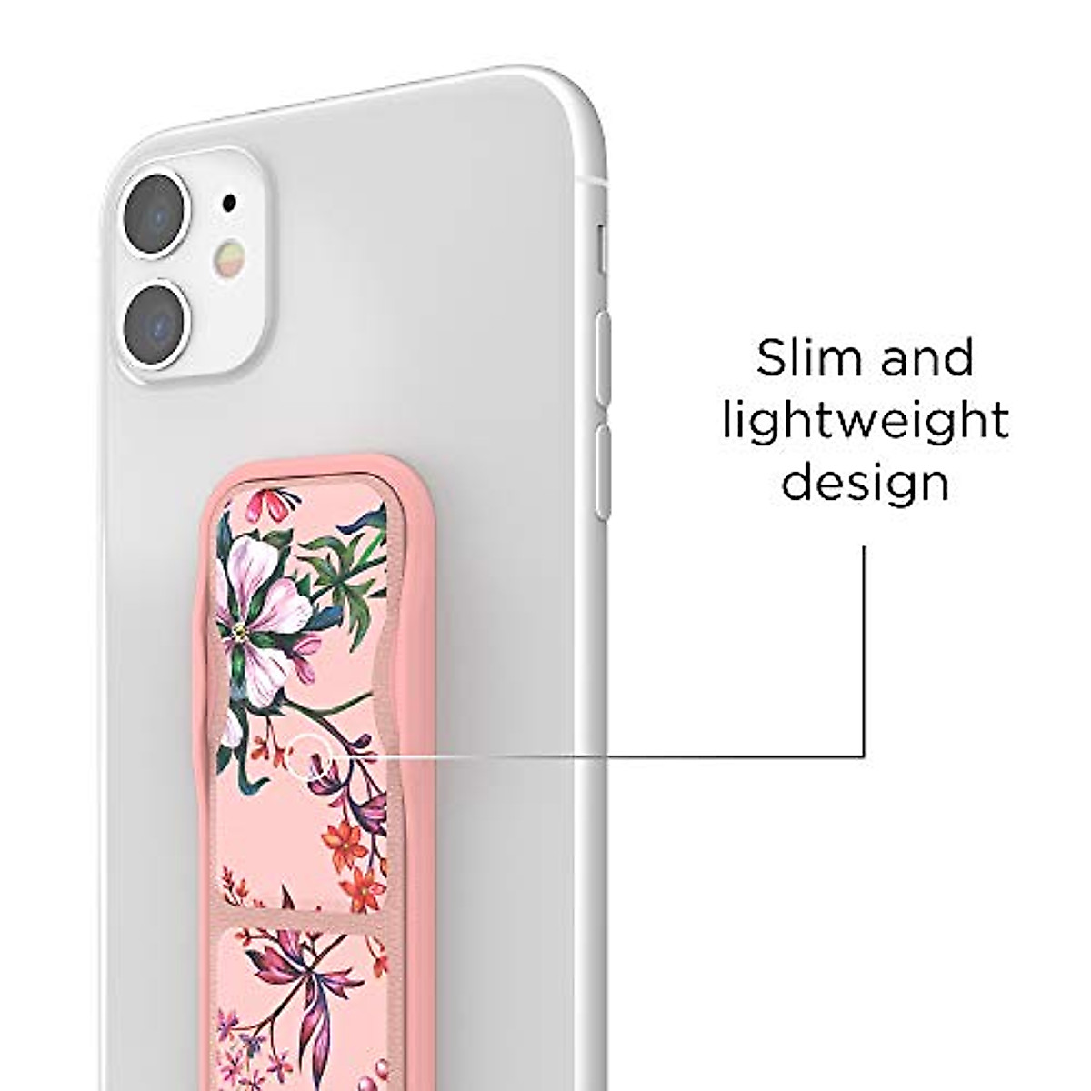 CLCKR Richmond Finch Phone Grip Holder and Expanding Stand, Universal Finger Grip Kickstand Compatible with iPhone 14/13/12, Samsung S22 and More, Multiple Viewing Angles, Pink Blooms Design