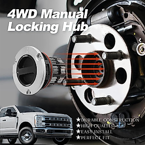 TUNTUN 4WD 4x4 Locking Hub Front Wheel Manual Locking Hubs Axle Link Assembly Fit for Ford F250 F350 F450 F550 Super Duty 2005-2018, Replace BC3Z-3B396-B 600-220 BC3Z3B396B (2PC)