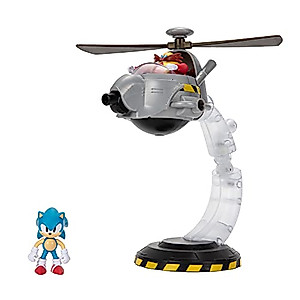 Sonic The Hedgehog Egg Mobile Battle Set with Sonic & Dr. Eggman 2.5 Inch Action Figures, Includes 14 Unique Pieces