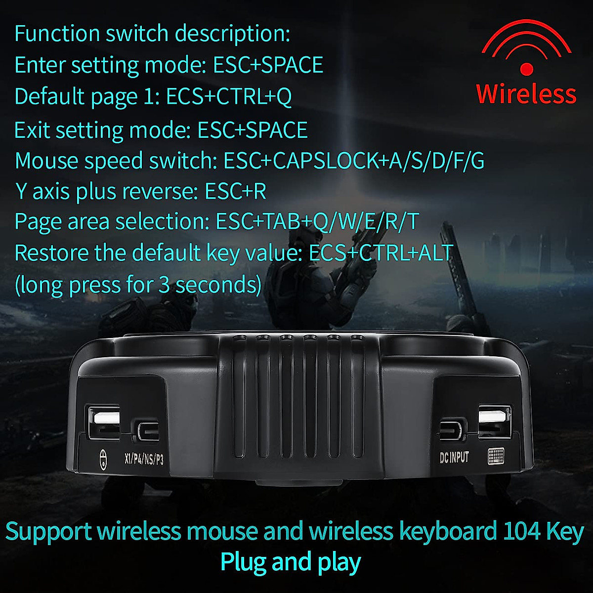 ZJFKSDYX C91MAX Keyboard Mouse Adapter Converter, Controller Adapter Converter for Xbox One, Xbox Series X/S, PlayStation 5, PlayStation 4 and Nintendo Switch【Support 3.5MM Headset】
