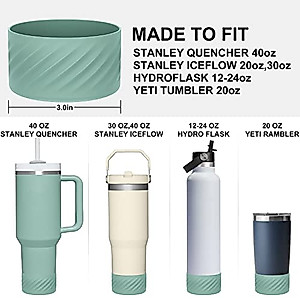 Affute Protective Silicone Boot for Stanley Quencher H2.0 40 oz & IceFlow Flip 20 oz 30 oz and hydroflask 12-24 oz, Anti-Slip Bottle Bottom Sleeve Cover (Eucalyptus)