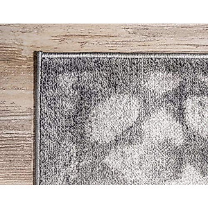 Unique Loom Sofia Collection Area Rug - Larvotto (6' 1" Square, Dark Gray/ Ivory)