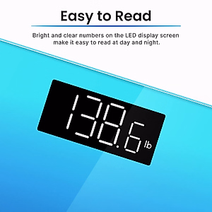 RENPHO Digital Bathroom Scale, Highly Accurate Body Weight Scale with Lighted LED Display, Round Corner Design, 400 lb Core 1S (Gradient-Blue, 10.24"/260mm)