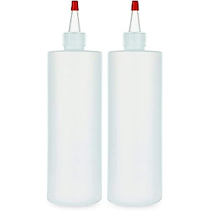BRIGHTFROM Empty Squeeze Bottles 16 OZ, 2 PACK Squirt Containers with Red Top, BPA Free for Condiments, Syrup, Ketchup, Sauces, Dressing, Oil, Honey | Arts and Crafts - Leak Proof - Kitchen
