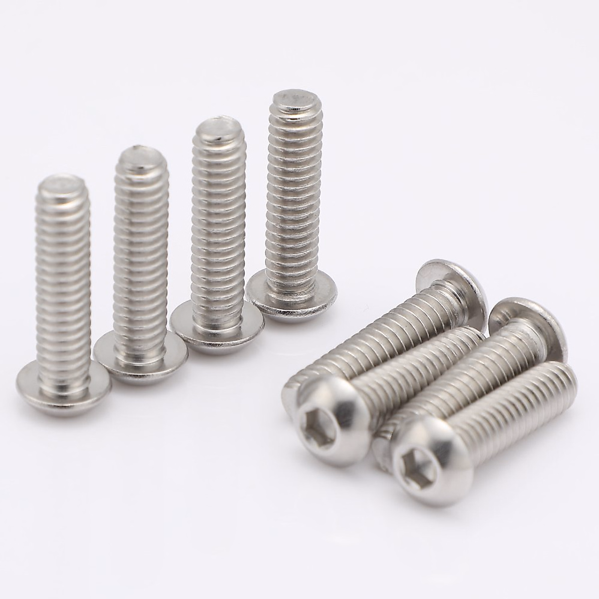 10-24 x 1/2" Button Head Socket Cap Bolts Screws, Stainless Steel 18-8 (304), Bright Finish, Full Thread, Allen Hex Drive, 50 PCS