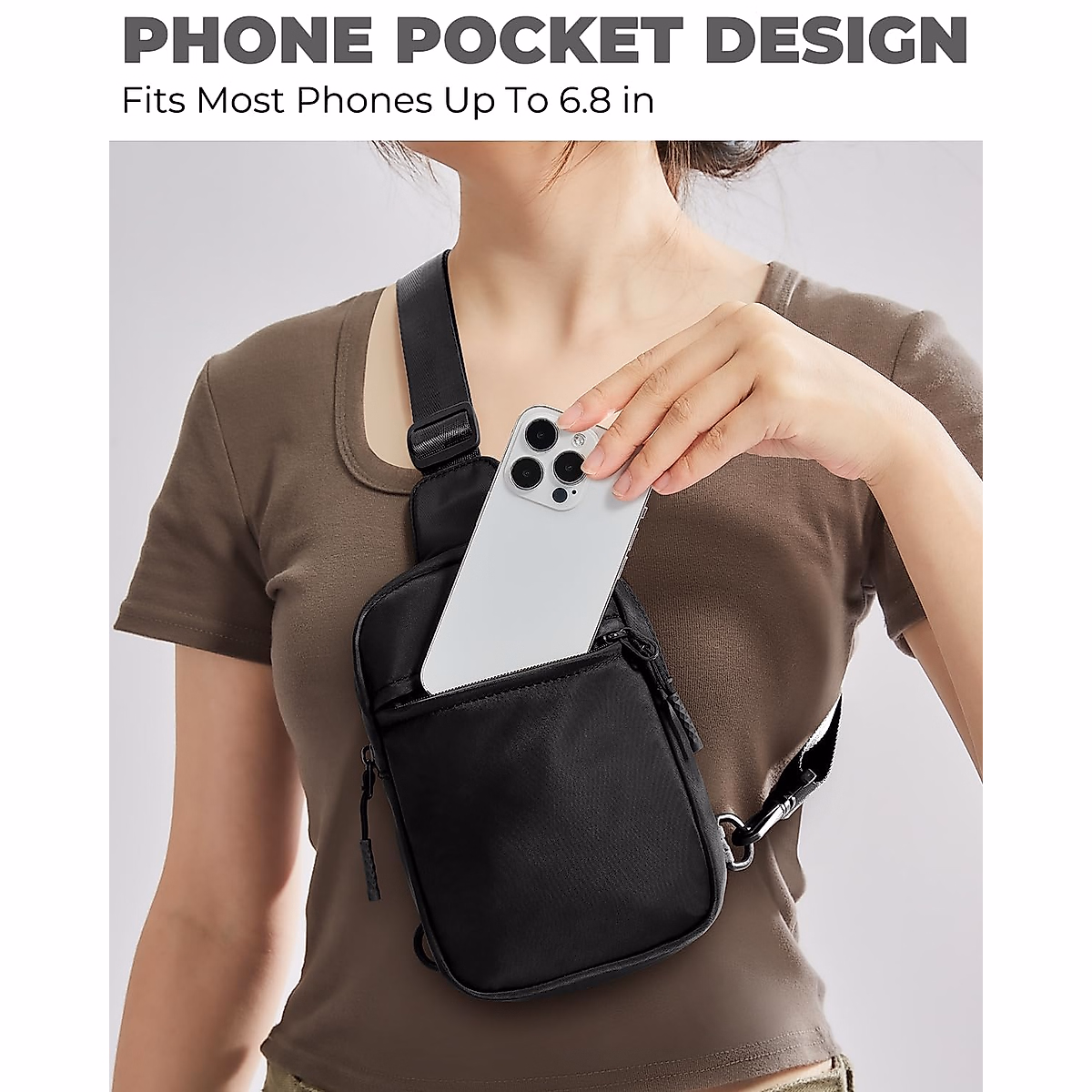 CHOLISS Small Sling Bag for Women and Men, Crossbody Bags Trendy Fanny Packs Chest Bag with Extended Strap, Black