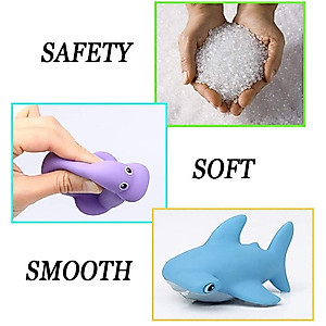 Bath Toy, Water Spraying Discoloration Floating Animals, Bathroom Pool Accessory, Shark Fishing Play Set for Babies and Kids