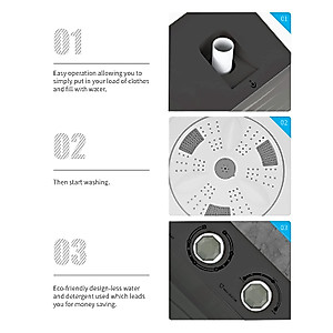 Portable Washing Machine, 26lbs Twin Tub Washer Mini Compact Laundry Machine with Drain Pump, Semi-automatic Twin Tube Washer for Apartment, Dorms, RVs, Camping and More (White & Grey)