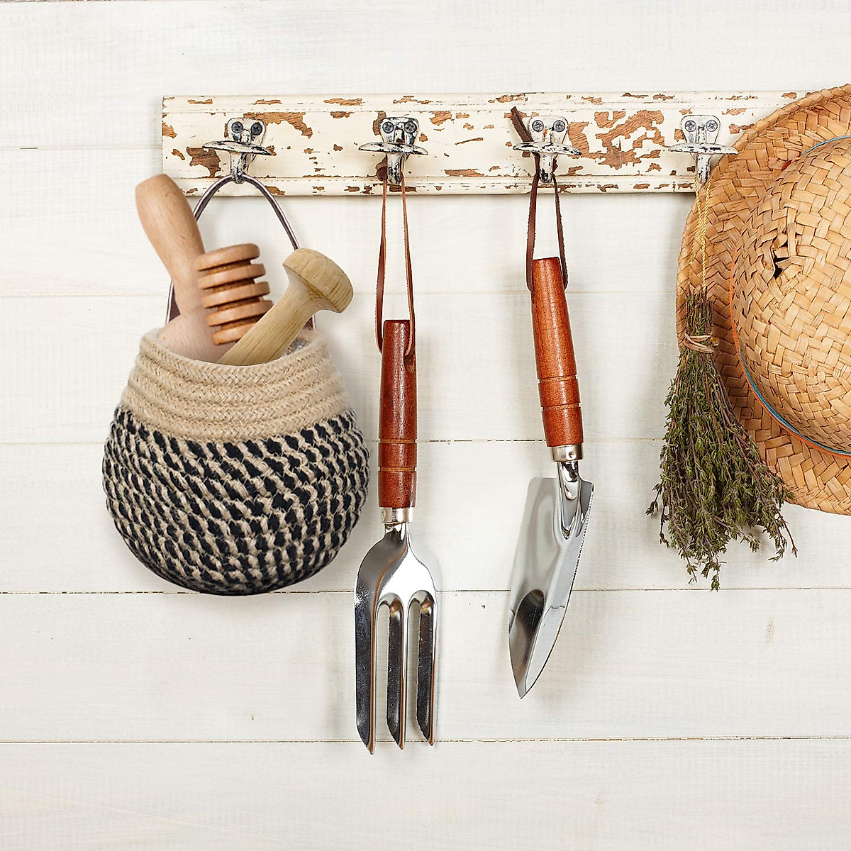 Wall Hanging Organizer Storage Baskets, 2 Pack Jute Woven Hanging Basket for Organizing, Small Woven Baskets for Storage, Hanging Basket Flower Plants