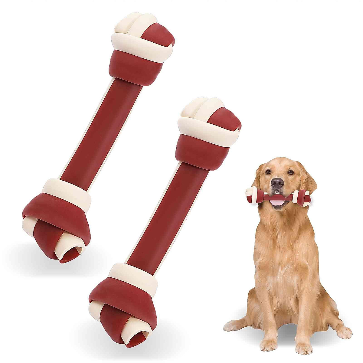 UrbanX Rawhide Free Dog Bones, 8" Real Chicken Wrapped Dog Chew Bones for Great Pyrenees and Other Large Working Dogs Training Treats - 2 Count