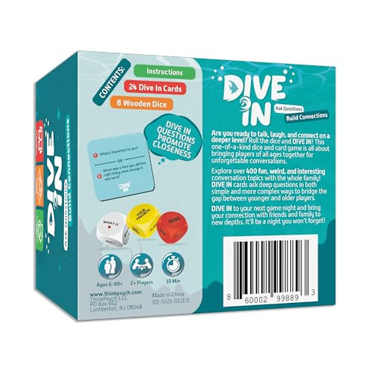 ThinkPsych 400+ Family Conversation Starters Dice & Card Game - Conversation Cards for Ages 6-99 - Best Family Games for Kids and Adults