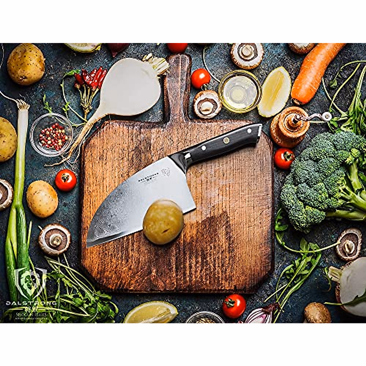 Dalstrong Serbian Chef Knife - 8 inch - Meat Cleaver - Shogun Series ELITE - Japanese AUS-10V Super Steel Kitchen Knife - G10 Handle - Sheath Included