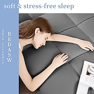 REDASW Mattress Pad King Size,Extra Thick Cooling Mattress Cover,Mattress Topper with 8-21" Deep Pocket,Mattress Pad Cover Cotton Top,Grey,78x80 Inches