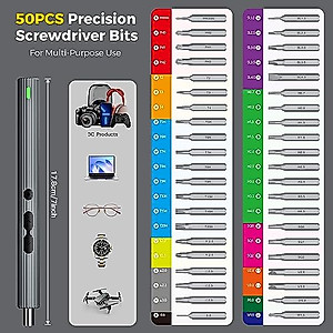 58 in 1 Electric Screwdriver Set, UF-TOOLS Rechargeable Cordless Screwdriver Kit, Precision Repair Tool Kit with 50 Bits, LED Lights, Charging Cable, Carrying Case, for Watches, Phones, Glasses