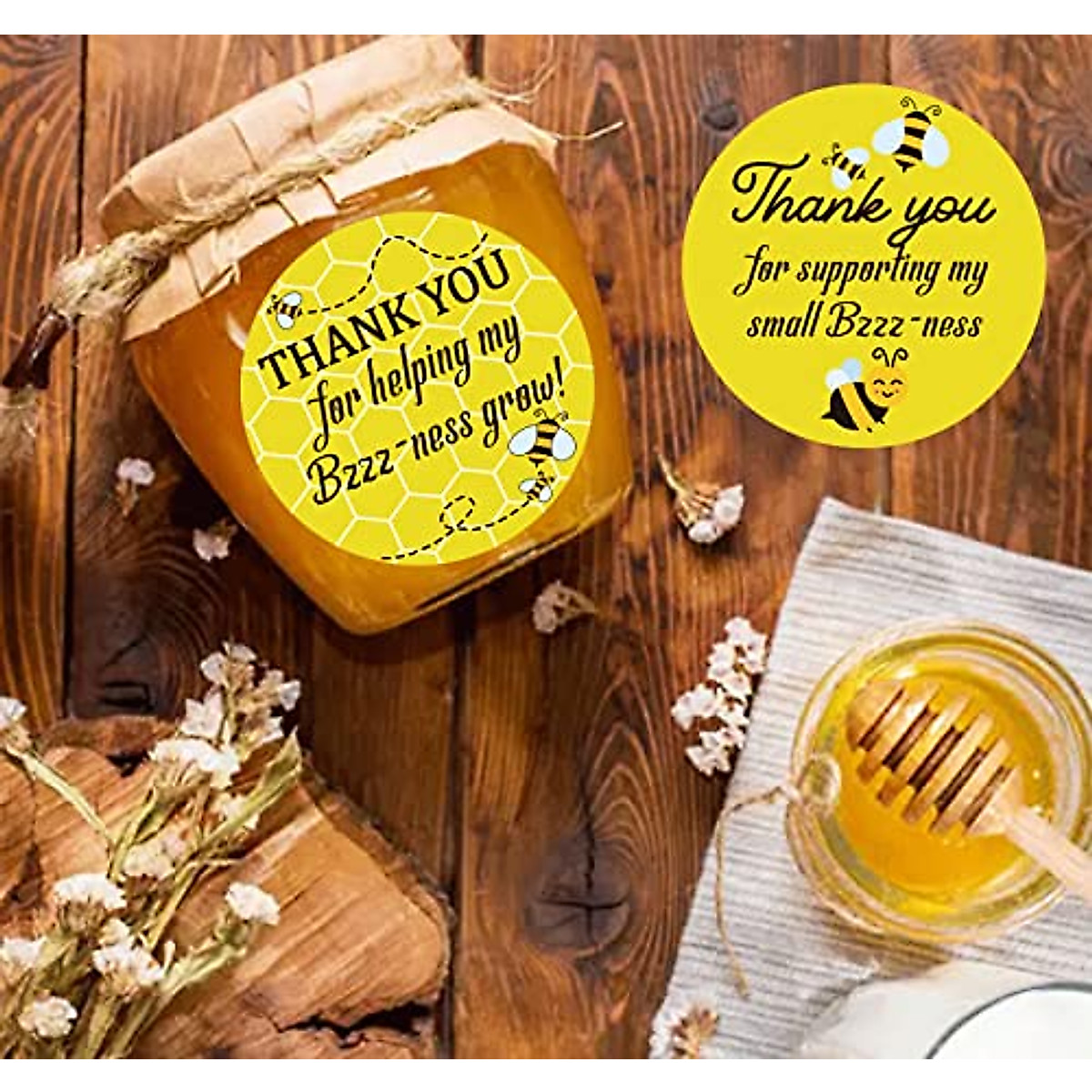 Honey Beee Christmas Thank You for Supporting My Small Business Bzzz-Ness Stickers Roll 1.5" Christmas Thank You Labels for Online Retailers Boutiques Shops Bags, Boxes 500 Pcs