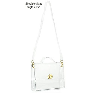 Clear Bag with Turn Lock Closure for Women Cross Body Handbags Stadium Approved