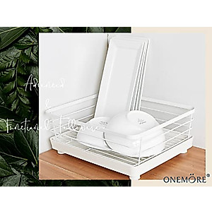 ONEMORE 12 Inch Ceramic Serving Platters, White Rectangular Serving Trays/Dishes for Party Entertaining, Stackable Plates for Appetizers Desserts Baked Goods - Set of 2