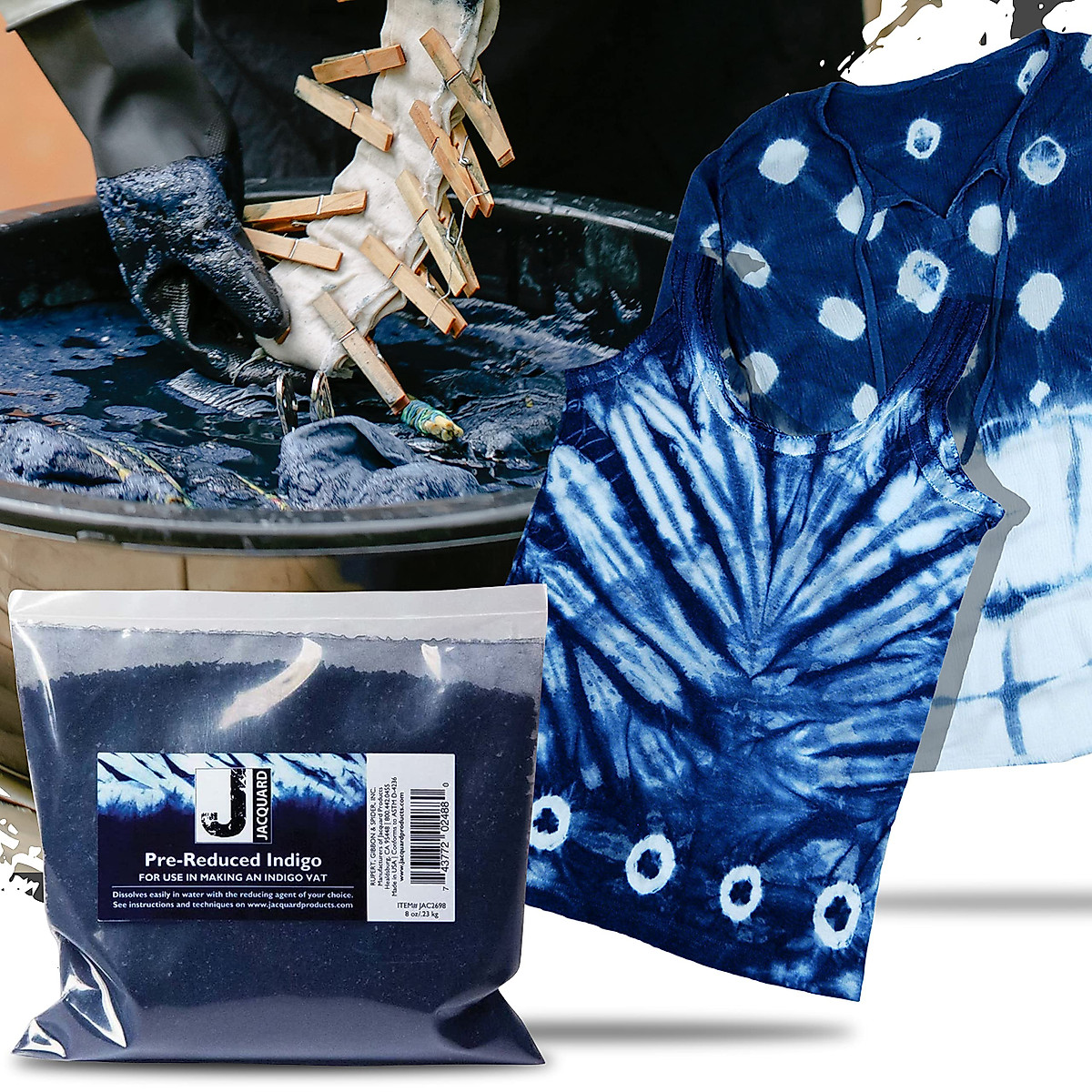 Jacquard Indigo Dye - 8 Oz Pre Reduced Indigo - Create Your Own Shibori Bag, Indigo Macrame, Indigo Dye Pillow, and More - Blue Dye Fabric