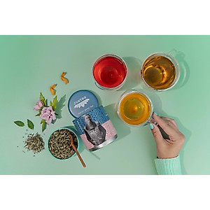 JusTea Herbal Tea Trio | Stacking Tins Variety Pack with Hand Carved Tea Spoon | Loose Leaf Tea | Caffeine Free | Award-Winning | Fair Trade | Non-GMO