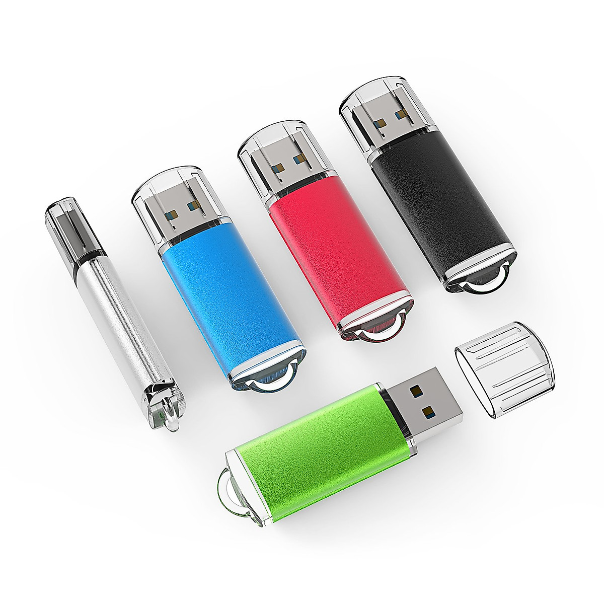 TOPESEL USB Flash Drive 5 Pack 32GB USB 2.0 Flash Drive Memory Stick USB Drive Jump Drive USB Storage Flash Drives Pen Drive Thumb Drives (5 Mixed Colors: Black Blue Green Red Silver)