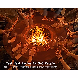 PaPaJet 35 Inch Outdoor Fire Pits, Octagonal Wood Burning Fire Pit, Heavy Duty Bonfire Pit for Patio Backyard Garden Camping Beach