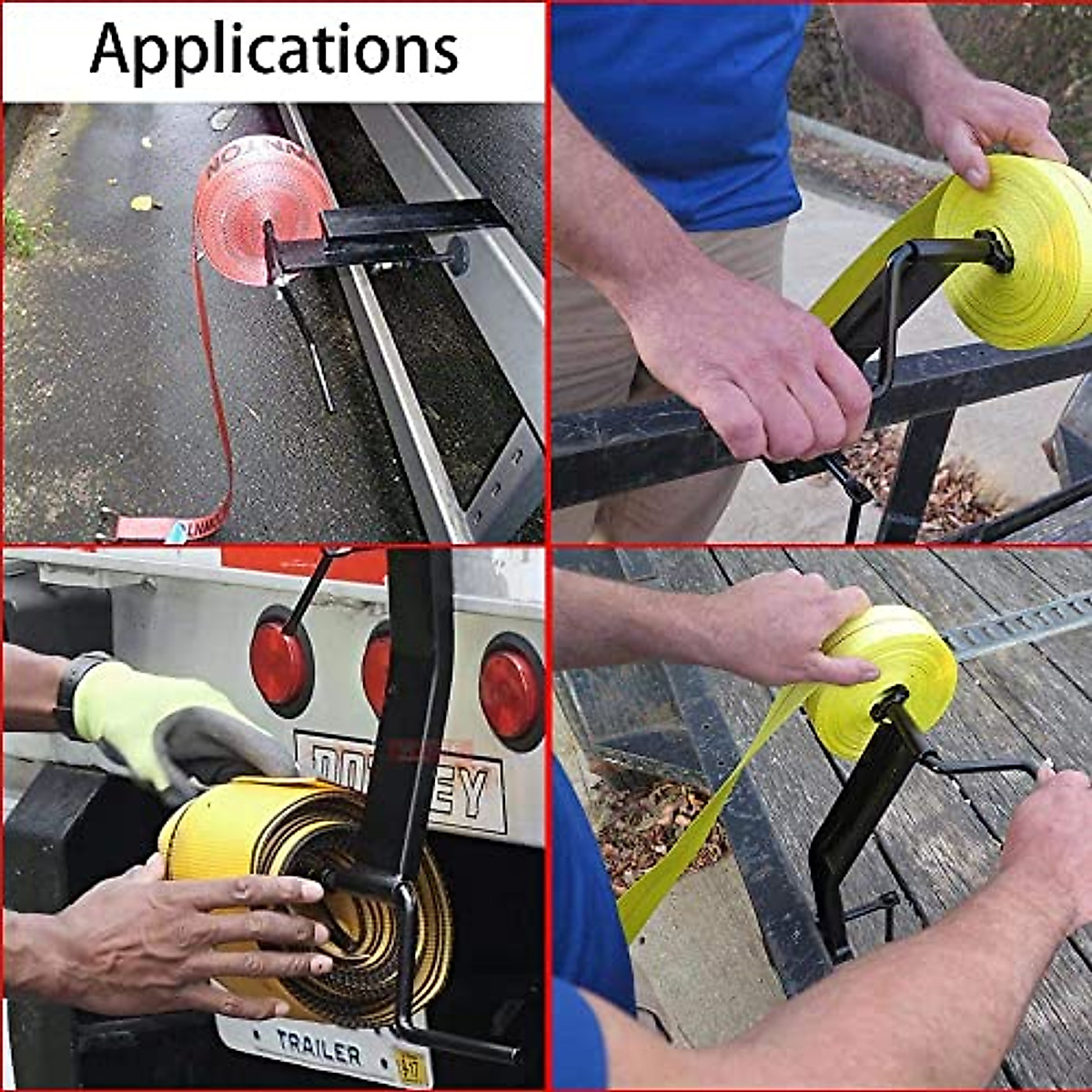 Winch Strap Winder Truck Trailer Flatbed Winch  Cargo Tie-Downs Strap Winder, Roll-up Flatbed Trailer Winch Straps up to 4" Wide, Used in Trailers, Trucks, Warehouses Vans Docks