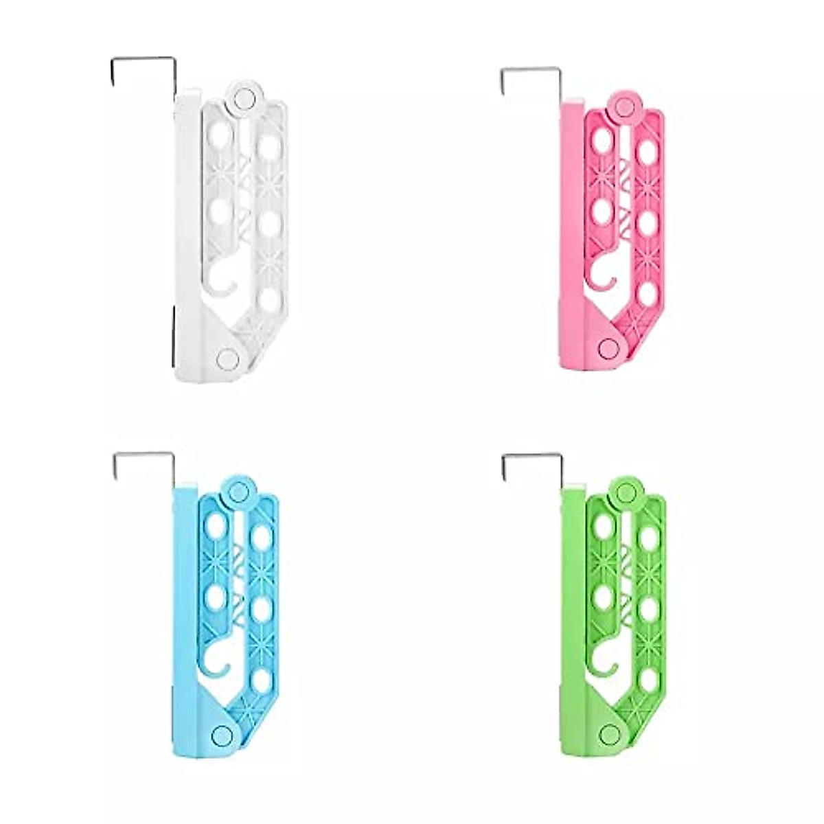 Multifunctional Portable Folding Door Hanger with 5 Holes for Hanging and Drying All Clothes, Coats, Scarves etc. Ideal for Home, Office and Traveling (White)