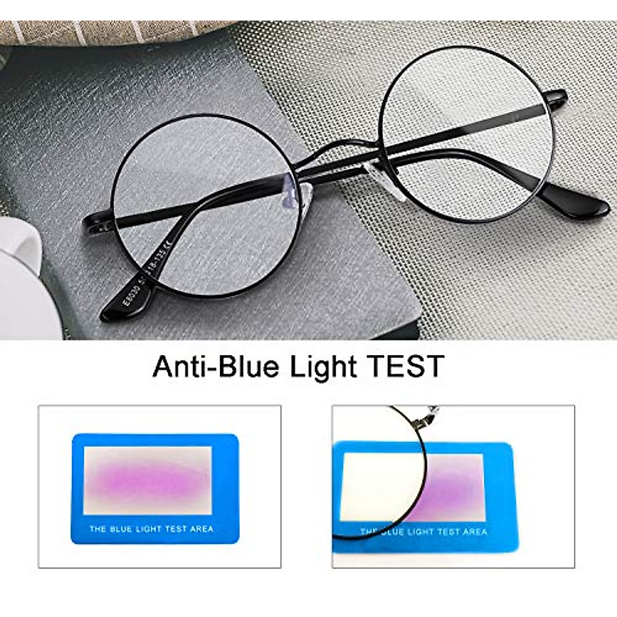 Brigtlaiff Round Blue Light Blocking Glasses for Men Women John Lennon Style Computer Gaming TV Glasses Anti Eyestrain (Black Frame)