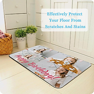 Custom Rug Personalized Door Mat with Picture Logo Name Text Non-Slip Washable Customized Printed Rectangle Floor Mats Carpet for Front Door Bathroom Bedroom Outside Inside Camping (1 Photo, 20"x32")