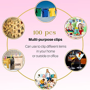 Colorful Clothespins, Mini Clothes Pins for Photo, 1.4'' 100 PCS Natural Birchwood Colored Clothespins, Strong Springs Mini Clothespins with Storage Bag,Mini Clothes Pins for Crafts, Pictures, Arts