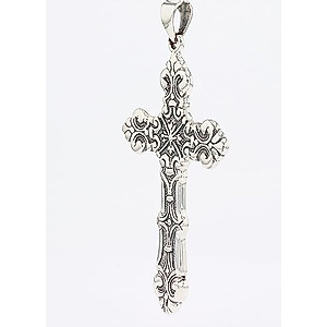 Jewelry Trends Sterling Silver X-Large Medieval Fleur de Lis Gothic Cross Pendant