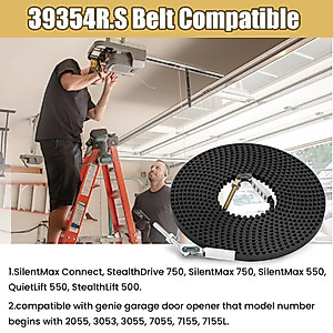 Vanesa 39354R.S 7 Ft High Garage Door Belt Compatible with Genie 7055, 2055, 7155, 1055, 1155, 3055, 3053, 3155d, SilentMax, SilentMax Garage Opener, Replacement Genie Belt