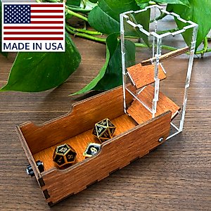C4Labs Micro Travel Portable Dice Tower AND Dice Vault | Fits Standard Seven Set of Dice (Gunstock)