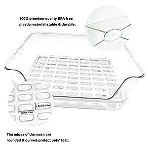 PINVNBY Transparent Rabbit Litter Box Bunny Corner Litter Bedding Box Small Pet Litter Pan Cage Potty Trainer Pet Toilet with Cleaning Tools for Guinea Pigs Chinchilla Ferret(White)