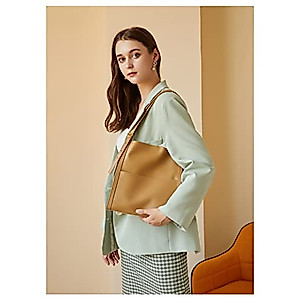 Aiwanning Genuine Leather Bucket Handbags for Women Tote Shoulder Bag Hobo Bag Purses (Black)