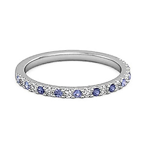 Shine Jewel 0.18 Cts Tanzanite Gemstone Half Eternity Band 925 Sterling Silver Unique Stackable Ring (9)