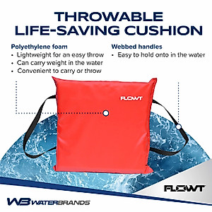 Flowt Boat Seat Cushion and Throw Cushion for Boat Safety – USCG Approved Type IV, Life Cushion for Boat, Durable, Comfortable Boat Seat Cushions for Kayaks, Paddle Board, Canoe and Boating - Red