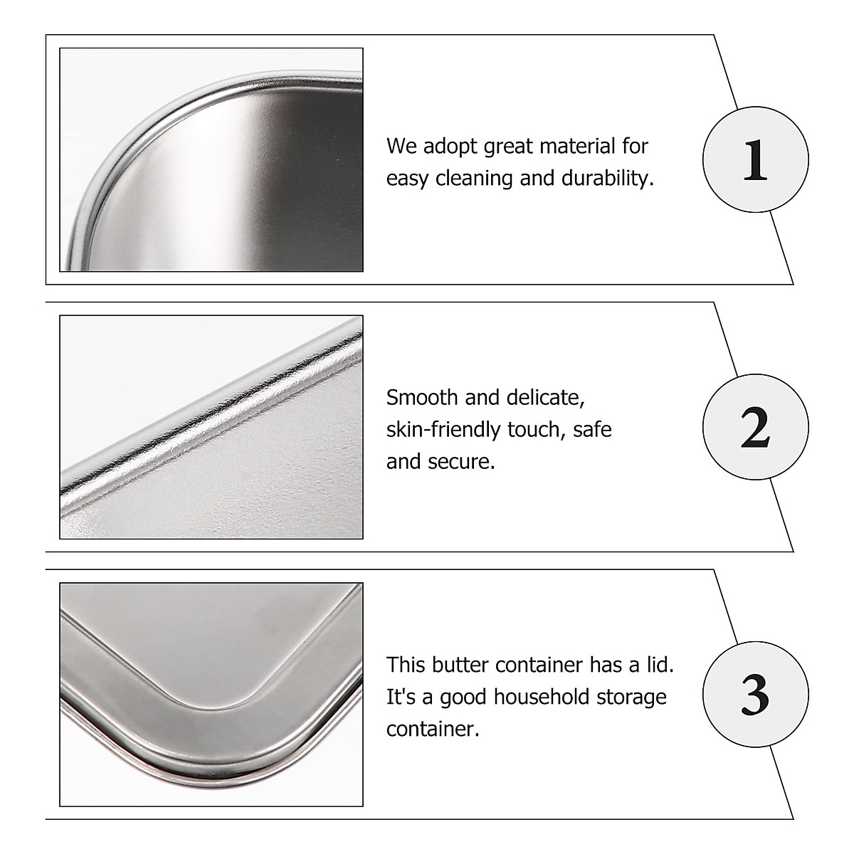 Cabilock Stainless Steel Butter Dish Stainless Steel Butter Dish Stainless Steel Butter Dish Butter Box Stainless butter holder with lid butter tray sauce bowl Steel Butter Dish