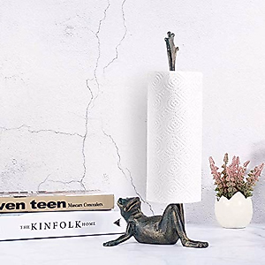Frog Paper Towel Holder Animal Toilet Paper Roll Holder Antique Cast Iron Organizer Cast Iron Paper Towel Stand
